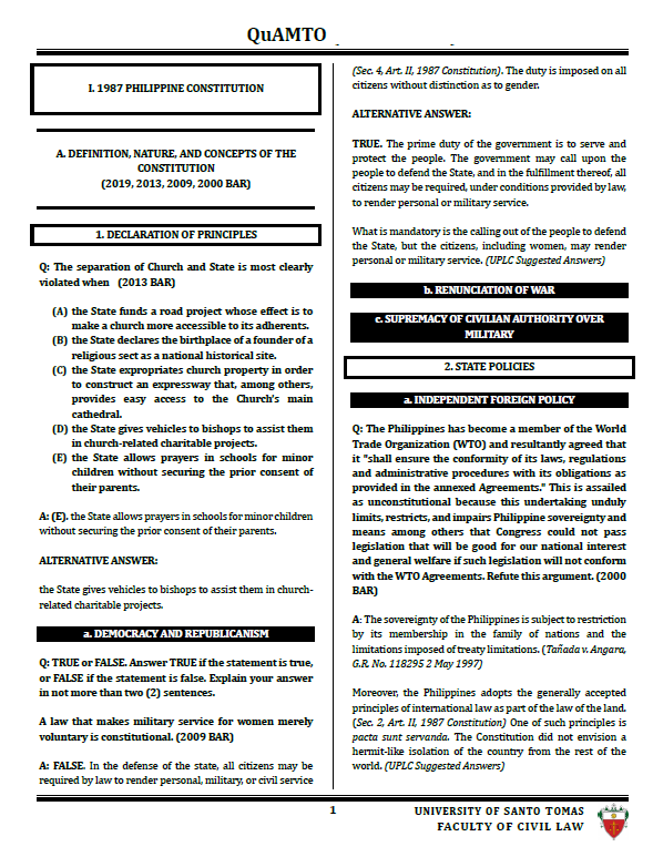 QUAMTO UST Bar Exam Reviewer 2024 – Academy Bookstore
